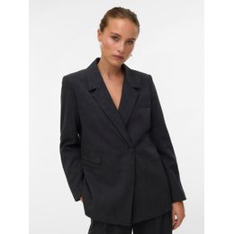 Véro Moda Longblazer VERO MODA "VMBESTIE LS REGULAR BLAZER NOOS", Damen, Gr. 34, grau (dunkelgrau melange), Web, Obermaterial: 94% Polyester, 4% Viskose, 2% Elasthan, unifarben, hüftlang, V-Ausschnitt, Blazer Longblazer