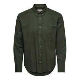 Only & Sons Langarmhemd ONLY & SONS "ONSJUPITER REG FIT LS SHIRT NOOS", Herren, Gr. L, N-Gr, rosin detail:melange, Web, Obermaterial: 100% Baumwolle, meliert, regular fit normal, 2-Knopf-Manschette, Hemden, mit Button Down Kragen