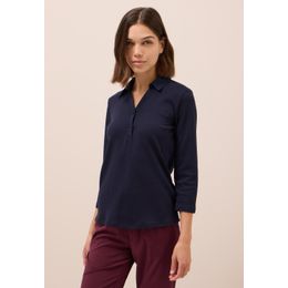 Poloshirt Cecil, Damen, Gr. L (42), blau (urban dunkelblau), Web, 100% Baumwolle, unifarben, normal normal, hoch geschlossener Ausschnitt, abgesteppt, Shirts, aus reiner Baumwolle