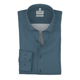 Langarmhemd OLYMP "Level Five", Herren, Gr. 40, N-Gr, marine, Web, Obermaterial: 97% Baumwolle, 3% Elastolefin, 2-Knopf-Manschette, Hemden