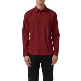Langarmhemd s.Oliver, Herren, Gr. XXL, N-Gr, dunkelrot, Web, Obermaterial: 97% Baumwolle, 3% Elasthan, unifarben, slim fit normal, Manschette, Hemden, mit Brusttasche