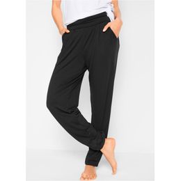 Haremshose bonprix, Damen, Gr. 52/54 (XXL), N-Gr, schwarz, Obermaterial: 64% Polyester, 32% Viskose, 4% Elasthan, loose fit, Hosen Haremshose