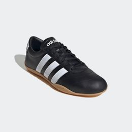 Sneaker adidas Sportswear "GRAND COURT LO", Damen, Gr. 43, schwarz-wei&szlig; (core schwarz, ftwr wei&szlig;, gum 3), Leder, Synthetik, Schuhe Sneaker, Design auf den Spuren des adidas Superstar