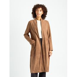 Lederjacke Maze "4202175", Damen, Gr. L, grau (taupe), Obermaterial: 100% Ziegenveloursleder; Innenfutter: 100% Baumwolle, Jacken
