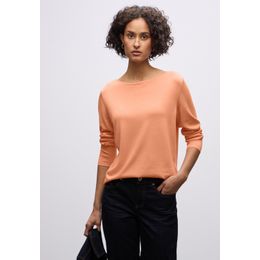 Strickpullover Street One, Damen, Gr. 36, orange (creamy orange), Stoff, 60% Viskose, 40% Baumwolle, unifarben, normal normal, U-Boot-Ausschnitt, B&uuml;ndchen, Pullover Strickpullover, mit U-Boot-Ausschnitt