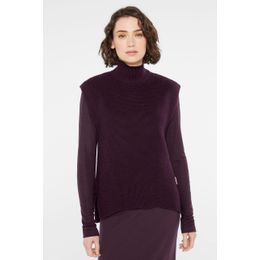 Pullunder SENSES.THE LABEL, Damen, Gr. XS/S, lila (deep plum), Material: 100% Baumwolle, Strukturmuster, regular fit normal, Rundhals, weit normaler Saum, Pullover Pullunder, aus Baumwolle