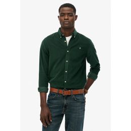 Langarmhemd Superdry "CLASSIC NEEDLE CORD SHIRT", Herren, Gr. XXL, N-Gr, enamel grün, Web, Obermaterial: 100% Baumwolle, unifarben, regular fit, Hemden