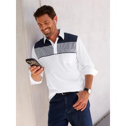 Poloshirt Catamaran "Langarm-Poloshirt", Herren, Gr. 52/54, wei&szlig;, 100% Baumwolle, gemustert, gestreift, mehrfarbig, Shirts