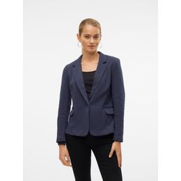 V&eacute;ro Moda Jerseyblazer VERO MODA "VMJULIA LS BLAZER", Damen, Gr. 40, blau (total eclipse), Piqu&eacute;, Obermaterial: 66% Polyester, 34% Baumwolle, unifarben, tailliert, Blazer