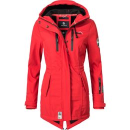 Funktionsmantel Marikoo "Zimtzicke", Damen, Gr. XS (34), rot, Oberstoff: 98% Polyester, 2% Elasthan, Futter: 100% Polyester, Ärmelfutter: 100% Polyester, figurbetont Po-bedeckend, hoch geschlossener Ausschnitt, Ärmel ohne Ärmelschlitz Rippstrickbündchen mit Klettverschluss, Mäntel, Wasserdichter Softshell Parka mit Kapuze