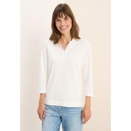 Poloshirt Cecil, Damen, Gr. L (42), wei&szlig; (vanillewei&szlig;), Web, 48% Baumwolle, 48% Modal, 4% Elasthan, unifarben, normal normal, hoch geschlossener Ausschnitt, abgesteppt, Shirts, in Unifarbe