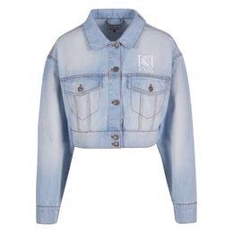 Jeansjacke Karl Kani "Karl Kani Og Kani Denim Jacket", Damen, Gr. M, blau, 100% Baumwolle, unifarben, normal, amerikanischer Ausschnitt, Jacken