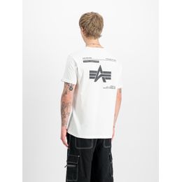 Rundhalsshirt Alpha Industries "Label T BP", Damen, Gr. L, wei&szlig;, Single Jersey, Obermaterial: 100% Baumwolle, bedruckt, regular fit normal, Rundhals, Shirts Rundhalsshirt