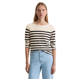 Marc O'Polo Langarmshirt MARC O'POLO "aus Slubjersey", Damen, Gr. XS, dunkelblau, Obermaterial: 100% Baumwolle, gestreift, Basic, skinny fit, U-Boot-Ausschnitt, normaler Saum, Shirts Langarmshirt