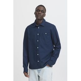 Leinenhemd Blend "BHBAY LINEN", Jungen, Gr. M, US-Gr&ouml;&szlig;en, marineblaus, 55% Leinen, 45% Baumwolle, unifarben, Basic, Basic normal, ohne Ausschnitt, weit abgesteppt, Hemden, Stilvolles Langarmhemd aus Leinenmix mit Brusttasche