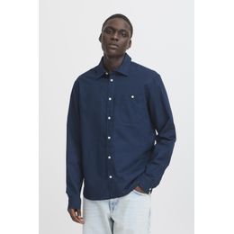 Leinenhemd Blend "BHBAY LINEN", Jungen, Gr. XXL, US-Gr&ouml;&szlig;en, marineblaus, 55% Leinen, 45% Baumwolle, unifarben, Basic, Basic normal, ohne Ausschnitt, weit abgesteppt, Hemden, Stilvolles Langarmhemd aus Leinenmix mit Brusttasche