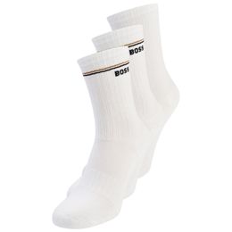 Basicsocken BOSS "3P QS Iconic CC SP W", M&auml;dchen, Gr. 35-38, wei&szlig; (wei&szlig; 100), Baumwollmischung, Socken, kontrastfarbene Details