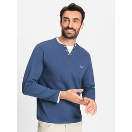Langarmshirt Catamaran "Langarm-Shirt", Herren, Gr. 48/50, blau (jeansblau, aquapetrol), 100% Baumwolle, unifarben, Shirts Langarmshirt