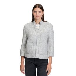 BETTY & CO Strickjacke BETTY & CO "Damen mit Rei&szlig;verschluss", Damen, Gr. 34, silber (light silber melange), Strick, Obermaterial: 73% Polyacryl, 17% Polyester, 8% Polyamid, 2% Elasthan., l&auml;ssig geschnitten normal, Strickjacken Strickjacke