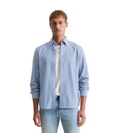 Marc O'Polo Langarmhemd MARC O'POLO, Herren, Gr. L, N-Gr, dunkelblau, Web, Obermaterial: 100% Baumwolle, regular fit, 2-Knopf-Manschette, Hemden