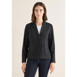 Kurzblazer Cecil, Damen, Gr. M (40), schwarz, Stoff, 79% Polyester, 18% Viskose, 3% Elasthan, unifarben, regular fit normal, V-Ausschnitt, abgesteppt, Blazer Kurzblazer