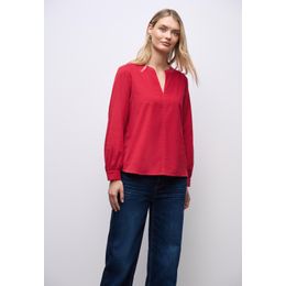 Langarmbluse Street One, Damen, Gr. 36, racing rot, Web, 100% Baumwolle, unifarben, klassisch normal, V-Ausschnitt, B&uuml;ndchen, Blusen, in Cord-Optik