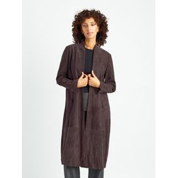 Lederjacke Maze "4202175", Damen, Gr. S, grau (anthra), Obermaterial: 100% Ziegenveloursleder; Innenfutter: 100% Baumwolle, Jacken