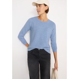 Rundhalspullover Cecil, Damen, Gr. S (38), mountain heather melange, Strick, Obermaterial: 60% Baumwolle, 40% Polyester, meliert, regular fit normal, Rundhals, gerader Abschluss, Pullover Rundhalspullover, mit Struktur
