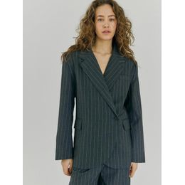 Blusenblazer NORR "NORR Blazer Novia", Damen, Gr. 36, grau melange, Obermaterial: 80% Polyester, 20% Viskose, Blazer Blusenblazer