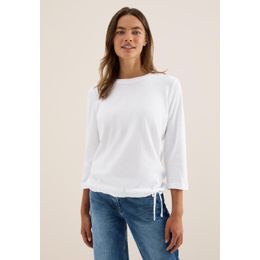 3/4-Arm-Shirt Cecil, Damen, Gr. L (42), wei&szlig;, Web, 100% Baumwolle, unifarben, normal normal, Rundhals, abgesteppt, Shirts 3/4-Arm-Shirt, aus reiner Baumwolle
