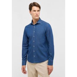 Langarmhemd Eterna "SLIM FIT", Herren, Gr. 44, Normalgr&ouml;&szlig;en, dunkelblau, Twill, 100% Baumwolle, schmal, Manschette, Hemden, EASY IRON (b&uuml;gelleicht)