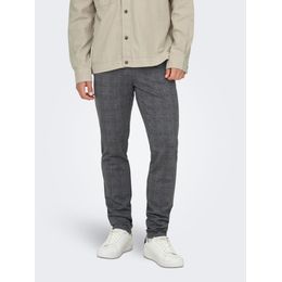 Only & Sons Chinos ONLY & SONS "ONSMARK SLIM CHECK PANTS 9887 NOOS", Herren, Gr. 29, L&auml;nge 30, schwarz, Web, Obermaterial: 64% Viskose, 31% Polyester, 5% Elasthan, kariert, schmal normal, Hosen