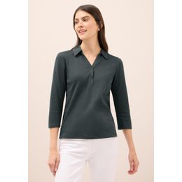 Poloshirt Cecil, Damen, Gr. S (38), gr&uuml;n (ink gr&uuml;n), Web, 100% Baumwolle, unifarben, normal normal, hoch geschlossener Ausschnitt, abgesteppt, Shirts, aus reiner Baumwolle