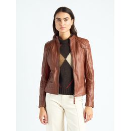 Lederjacke Maze "Brightwater", Damen, Gr. L, braun (cognac), Obermaterial: 100% Lammleder; Futter: 100% Baumwolle; &Auml;rmelfutter: 100% Polyester, Jacken