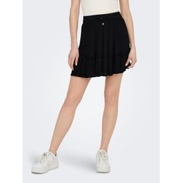 Minirock Only "ONLIBIZA LIFE SHORT SKIRT WVN NOOS", Damen, Gr. XS (34), schwarz, Web, Obermaterial: 100% Viskose, unifarben, regular fit kurz, R&ouml;cke Minirock, mit Volant