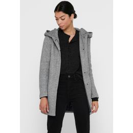 Kurzmantel Only "ONLSEDONA LIGHT COAT OTW NOOS", Damen, Gr. XS, grau (light grau melange), Web, Obermaterial: 85% Polyester, 15% Baumwolle. Futter: 100% Polyester, meliert, unifarben, figurbetont, M&auml;ntel Kurzmantel, verdeckte Knopfleiste