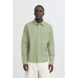 Leinenhemd Blend "BHBAY LINEN", Jungen, Gr. XXL, US-Gr&ouml;&szlig;en, oil gr&uuml;n, 55% Leinen, 45% Baumwolle, unifarben, Basic, Basic normal, ohne Ausschnitt, weit abgesteppt, Hemden, Stilvolles Langarmhemd aus Leinenmix mit Brusttasche