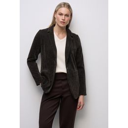 Kurzblazer Street One, Damen, Gr. 34, schwarzest braun, Stoff, 96% Polyester, 4% Elasthan, unifarben, normal normal, V-Ausschnitt, abgesteppt, Blazer Kurzblazer, mit Reverskragen