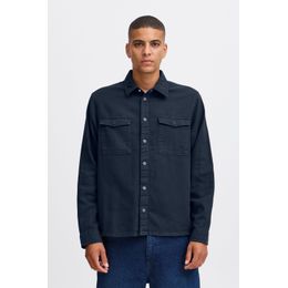 Langarmhemd Blend "BHOvershirt", Herren, Gr. XXL, US-Gr&ouml;&szlig;en, marineblaus, Web, 100% Baumwolle, Basic, regular fit normal, ohne Ausschnitt, gerader Abschluss, Hemden, L&auml;ssiges Langarmhemd mit Brusttasche