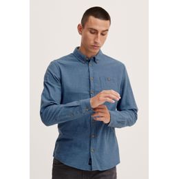 Langarmhemd Blend "BHShirt", Herren, Gr. M, US-Gr&ouml;&szlig;en, copen blau, Web, 100% Baumwolle, unifarben, slim fit normal, ohne Ausschnitt, eingesetzt gerader Abschluss, Hemden, Stilvolles Hemd mit langen &Auml;rmeln