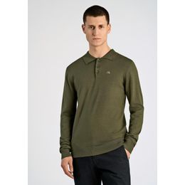 Poloshirt LINDBERGH "LINDBERGH Strickpullover", Herren, Gr. M, gr&uuml;n (army), Obermaterial: 80% Viskose, 20% Nylon, schmal, V-Ausschnitt, Shirts