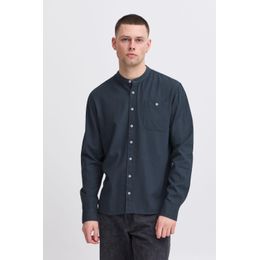 Langarmhemd Blend "BHBobby Shirt mandarin", Herren, Gr. L, US-Größen, blau (marineblaus), 55% Leinen, 45% Viskose, unifarben, regular fit, ohne Ausschnitt, gerader Abschluss, Hemden, Stilvolles Langarmhemd aus Leinenmix
