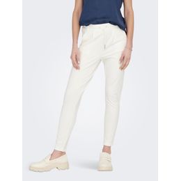 Jogger Pants Only "ONLPOPTRASH LIFE EASY COL PANT PNT NOOS", Damen, Gr. M (38), L&auml;nge 32, wei&szlig; (cloud dancer), Milano Rib, Obermaterial: 63% Viskose, 32% Nylon, 5% Elasthan, unifarben, regular fit lang, Hosen, mit elastischem Bund und Kordelzug