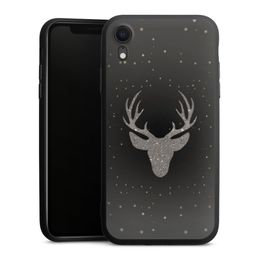 DeinDesign iPhone Xr Handy Premium Silikon H&uuml;lle Handyh&uuml;lle schwarz Case Deer Glitzer Winter Silikon Premium Case