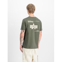 Rundhalsshirt Alpha Industries "Label T BP", Damen, Gr. S, gr&uuml;n (schwarz olive), Single Jersey, Obermaterial: 100% Baumwolle, bedruckt, regular fit normal, Rundhals, Shirts Rundhalsshirt