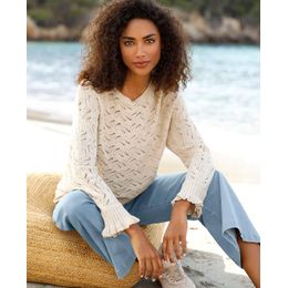 Strickpullover Heine "Pullover", Damen, Gr. 38, sand, 50% Baumwolle, 50% Polyacryl, unifarben, Pullover Strickpullover