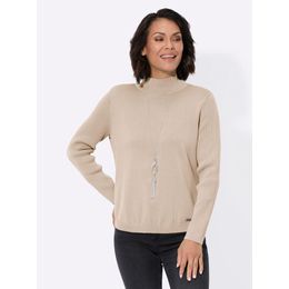 Stehkragenpullover Casual Looks "Pullover", Damen, Gr. 44, beige (elfenbein), 100% Baumwolle, unifarben, Pullover Stehkragenpullover