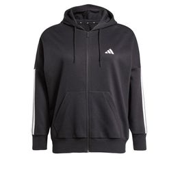 adidas Sportswear Athletic Zip-Up Hoodie 'Essentials' female Black size 3x