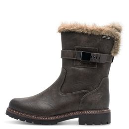 Winterstiefelette Tamaris, Damen, Gr. 37, zigarre, Lederimitat, used, Schuhe Winterstiefelette, Blockabsatz, Winterboots mit Zierriegel und Innenrei&szlig;verschluss