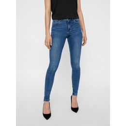 V&eacute;ro Moda Skinny-fit-Jeans VERO MODA "VMTANYA", Damen, Gr. XS, L&auml;nge 30, blau (medium, blau, denim), Denim/Jeans, Obermaterial: 69% Baumwolle, 25% Polyester, 3% Elasthan, 3% Viskose, extraeng kn&ouml;chelfrei, Jeans, mit Stretch, Topseller